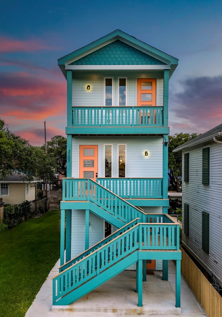 Citybeach.house!2blks2beach! Walk2spot,blvd,queens - Galveston