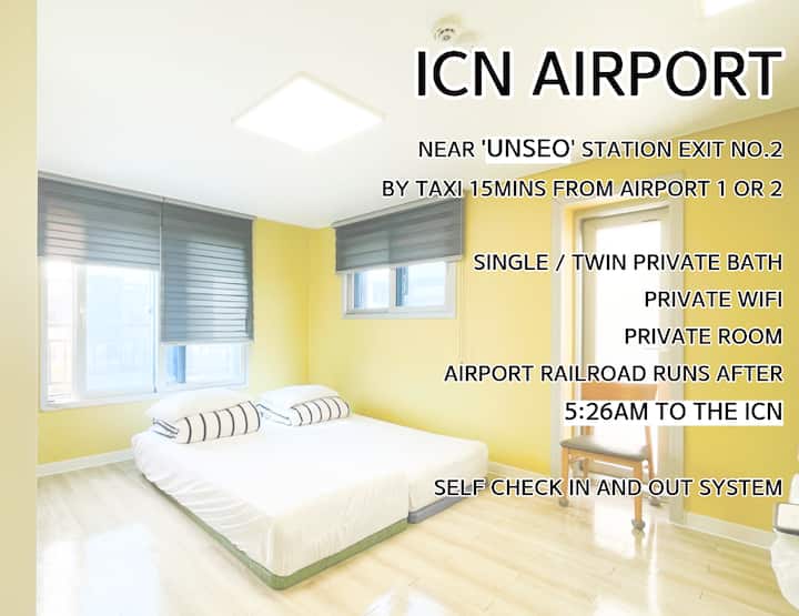 A : 운서역도보8분, 인천공항15분, 단독, 트윈 - Aéroport de Séoul Incheon (ICN)