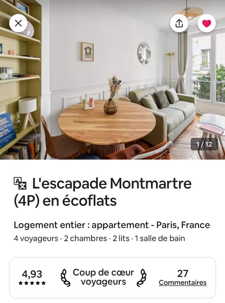 L’escapade Montmartre (4p) Cosy Et Central Paris - Parijs