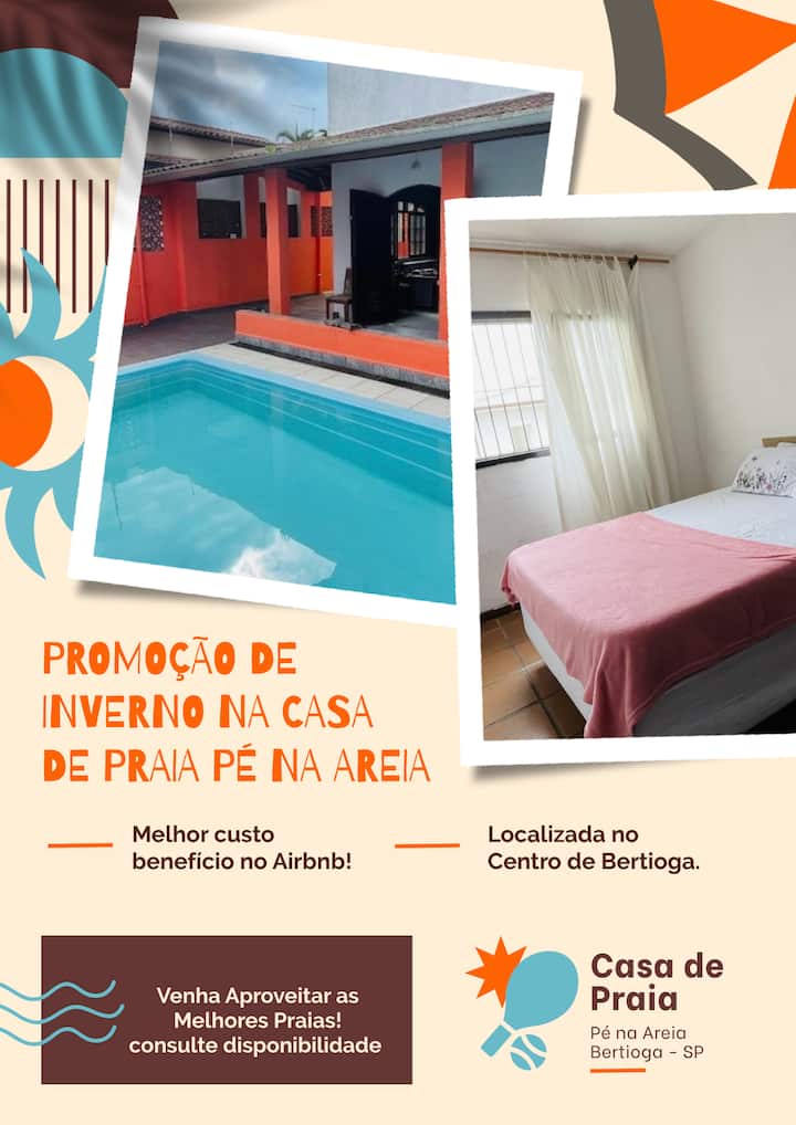 *Promoção De Inverno*pé Na Areia - Praia & Piscina - Bertioga