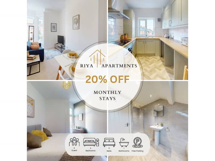 25% Off Stays/3 Bedroom/5 Bed/1 Bath/free Parking! - South Shields