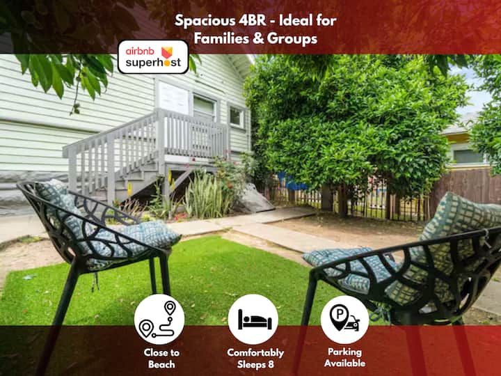 Spacious 4br | Ideal For Families & Groups - Long Beach, CA