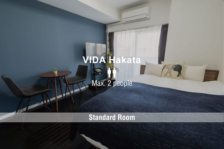 【Vida博多803】スタンダードルーム ダブルベッド1台 キッチン洗濯機付 禁煙 清掃料金別 - Fukuoka