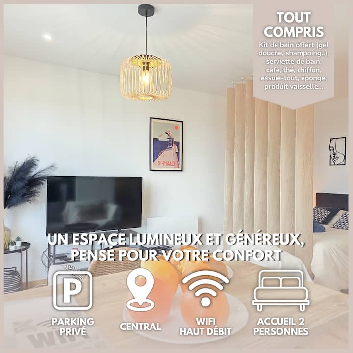 Le Grand Large - Balcon, Central & Parking Privé - Saint-Brieuc