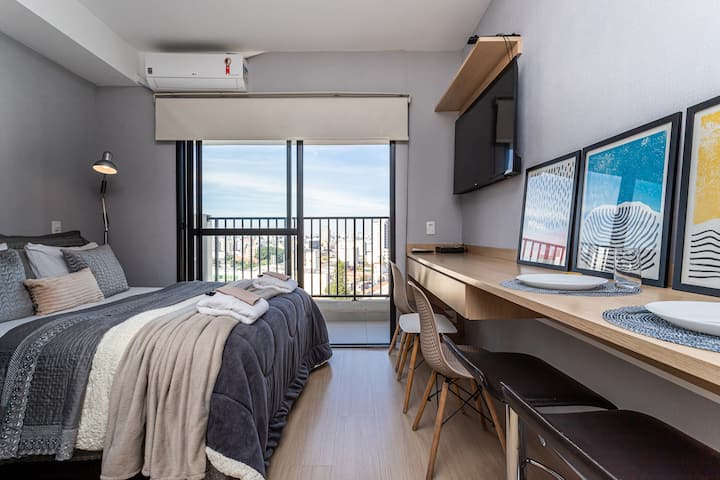 Studio Centro - Piscina, Coworking E Metrô. - São Paulo