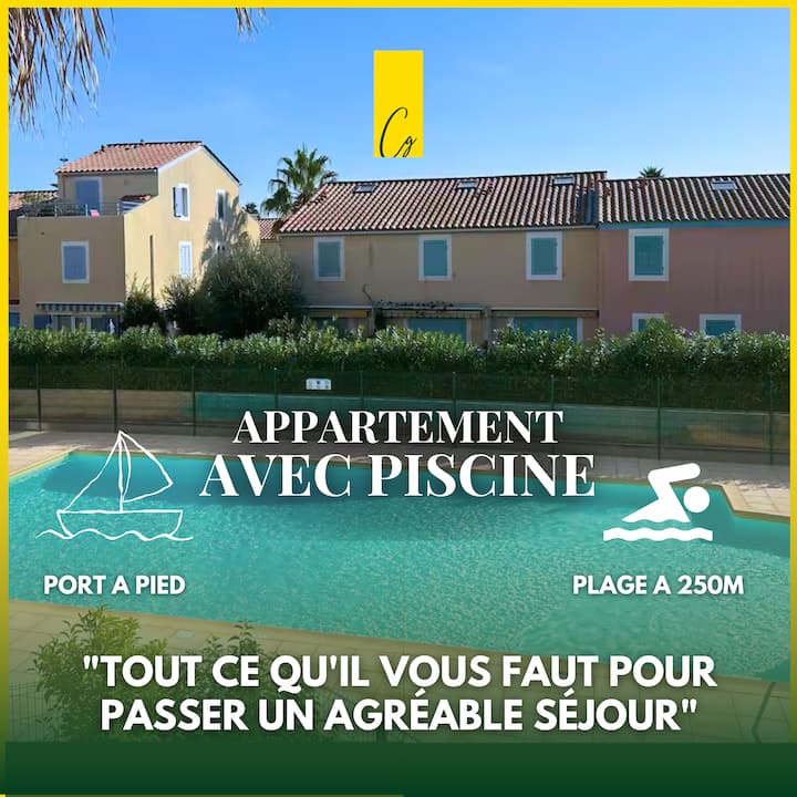 Appart Piscine • 250m Plage • Parking • Clim • 4p - La Londe-les-Maures