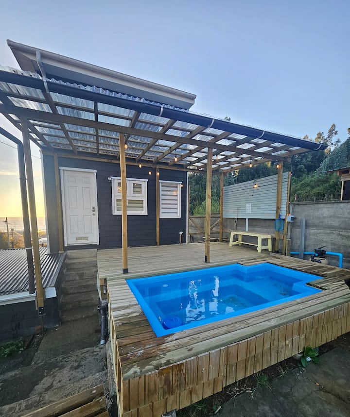 Cabaña Frente A Playa Blanca Con Piscina Temperada - Lota
