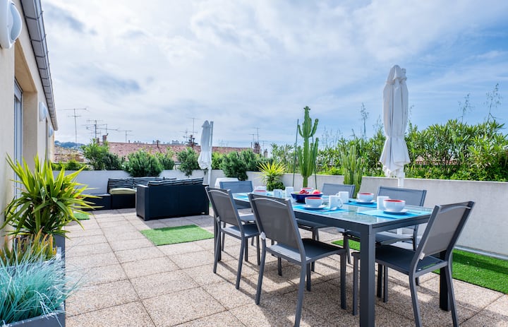 Rare Rooftop 120m 5min à Pied Du Centre - Cannes