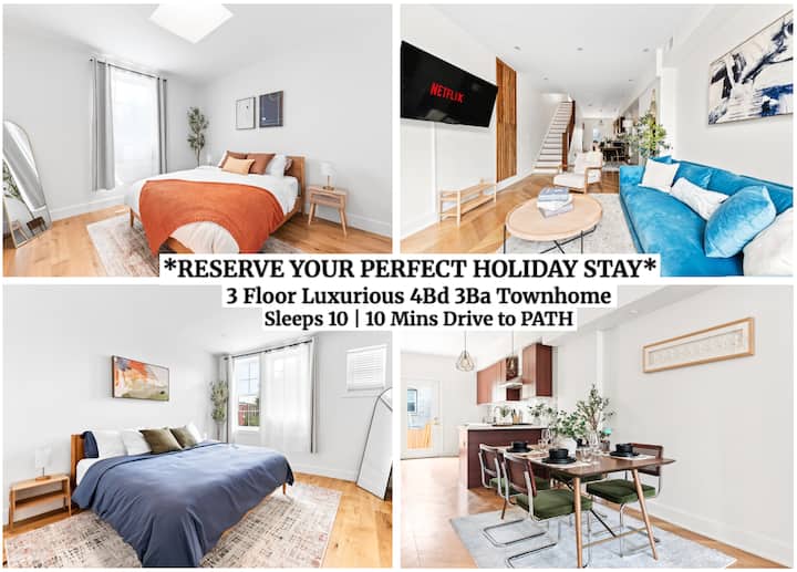 3 Level Lux Townhome | 10 Mins Drive To Path - New York City