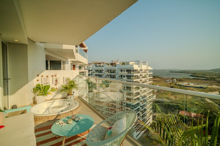 Lujoso Penthouse | Jacuzzi Privado | Piscina Top - Cartagena
