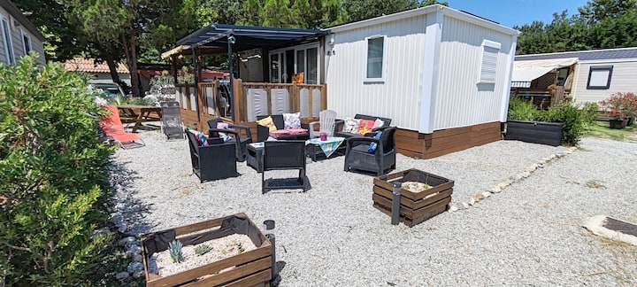 Grand Mobile-home 37m² Clim 3ch 6pers 120m Terrain - Argelès-sur-Mer