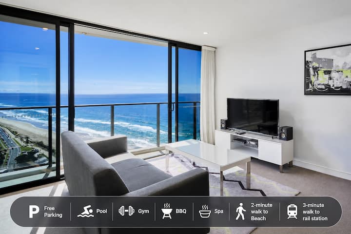 High-level Fantastic Ocean View 1bedroom Apartment - Sea World, Main Beach