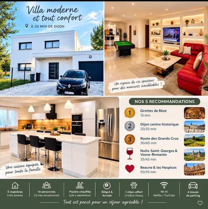 Villa 5 Chambres 6 Lits Dbls Piscine 20 Min Dijon - Frankreich