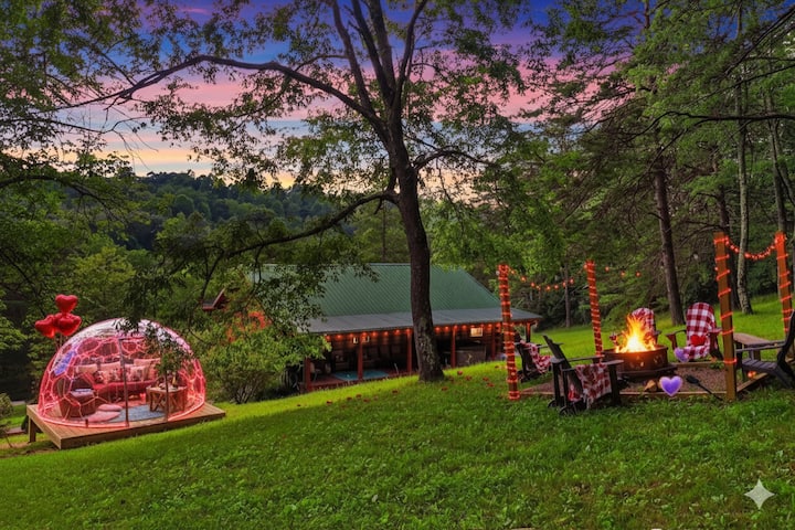 Romantic Dome Cabin: Sauna, Hot Tub, Firepit, Game - New Plymouth, OH
