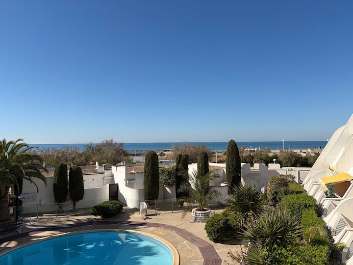 Studio Cabine, 1ère Ligne, Vue Mer, 4 Personnes - La Grande-Motte