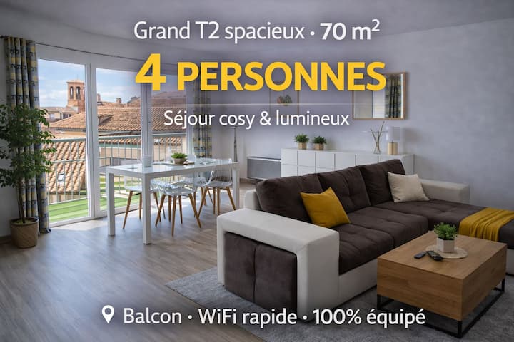 T2 Cosy 70m² • Hyper Centre • Lumineux + Parking - Graulhet