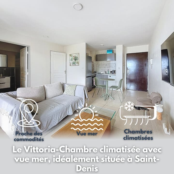 Le Vittoria - T2 Chambre Climatisée, Vue Mer - Saint-Denis