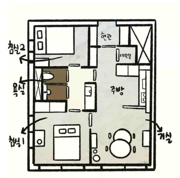 3room#침실2거실1#3bed#oceanview#광안대교#무료주차#청결#모든룸에어컨완비 - Busan