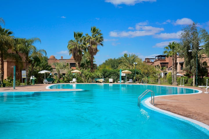 2ch Kingsize-clim,patio&piscine: 4/5 Pers-securisé - Maroc