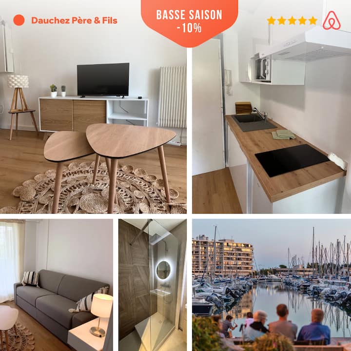 10% - Studio Vue Port - 3 Min Plage Carnon - Mauguio