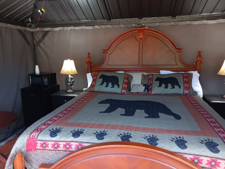 Glamping Guests Say Bed Is Comfortable. - Whidbey Island, WA