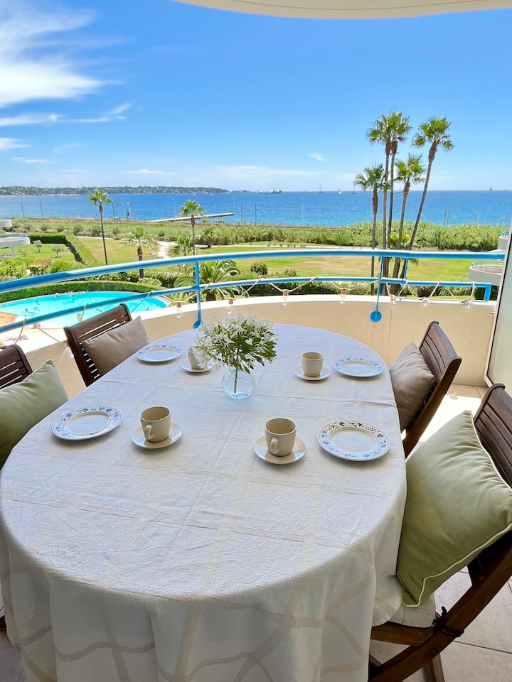 New! Beachfront Gem | Sea View, Ac, Pool & Garage - Antibes