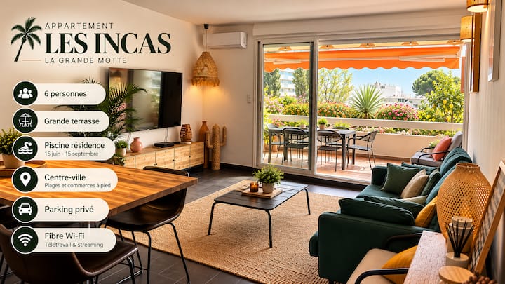 Les Incas - 6 Pers - Piscine - Centre - Parking - La Grande-Motte
