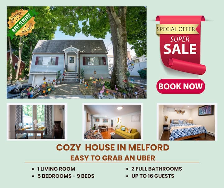 597 - 5br Medford | Cozy Stay Near Wright Beach - 薩默維爾