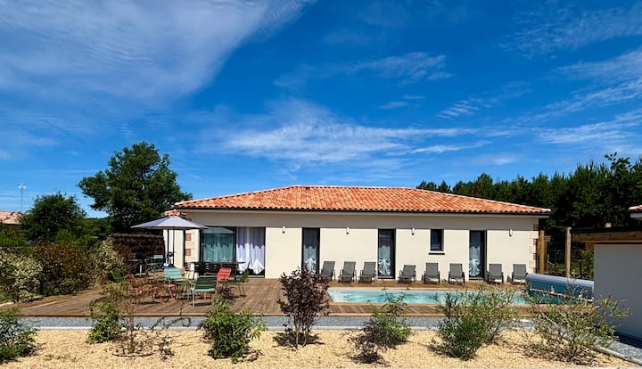 Proche Léon, Villa 8 Personnes Avec Piscine - Saint-Girons Plage