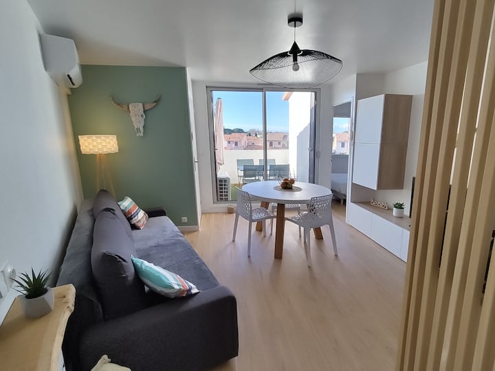 Appt 3 Pièces Cosy Climatisé & Terrasse - La Franqui