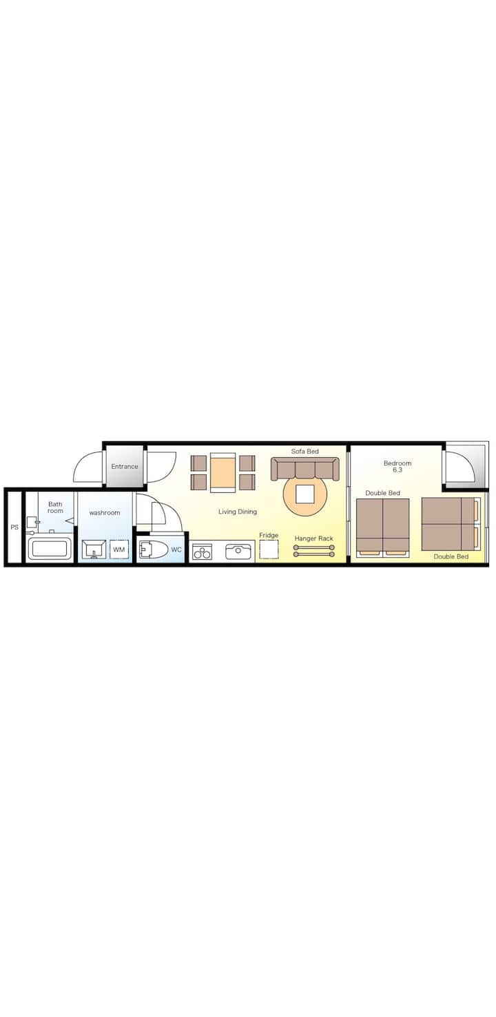 Osaka/1st. To Namba 2min3ppl/33m²/wi-fi/long Stay - Osaka, Japan