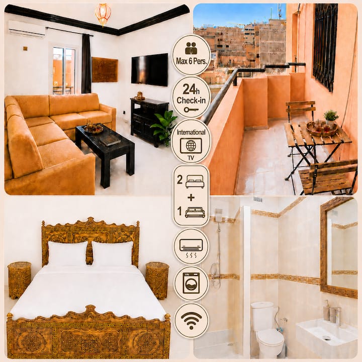 Charme Marocain Doré · Gueliz · Balcon, 6 Pers. - Marrakesh