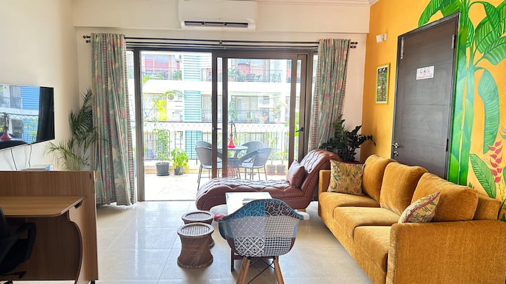 Garden View Retreat- 1bhk W/jacuzzi/pools/sauna - Goa