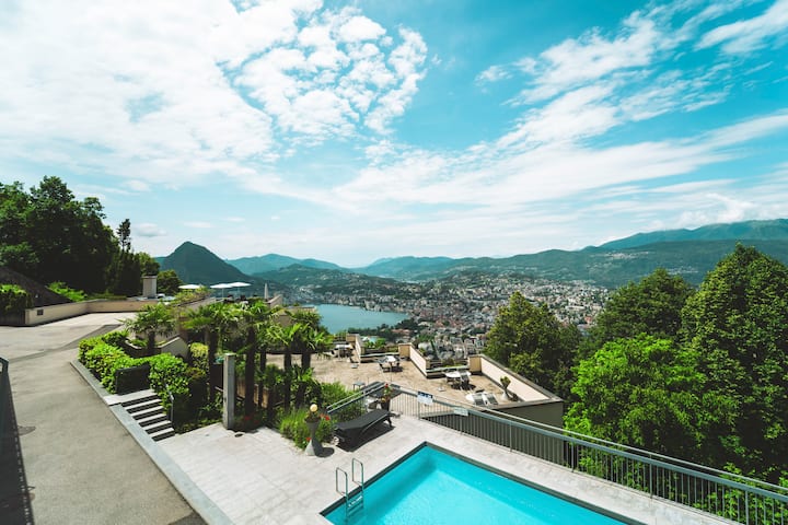 *Aurora* - Lake View&pool, Parking&private Garden - Lugano