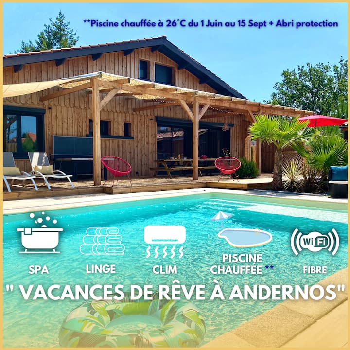 Villa Pins&spa Piscine Jacuzzi Petanque Ping-pong - Andernos-les-Bains