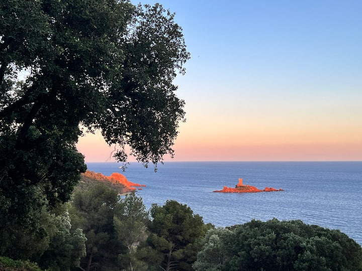 Vue Sur Lîle Dor  Terrasse  Piscine - Agay