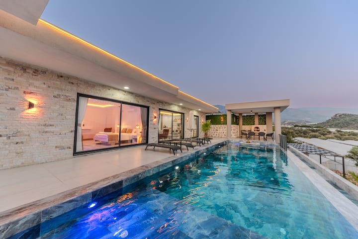 Kalkan- Kaş, Vi̇lla Tam Korunaklı Lüks Villa Duru - Ova