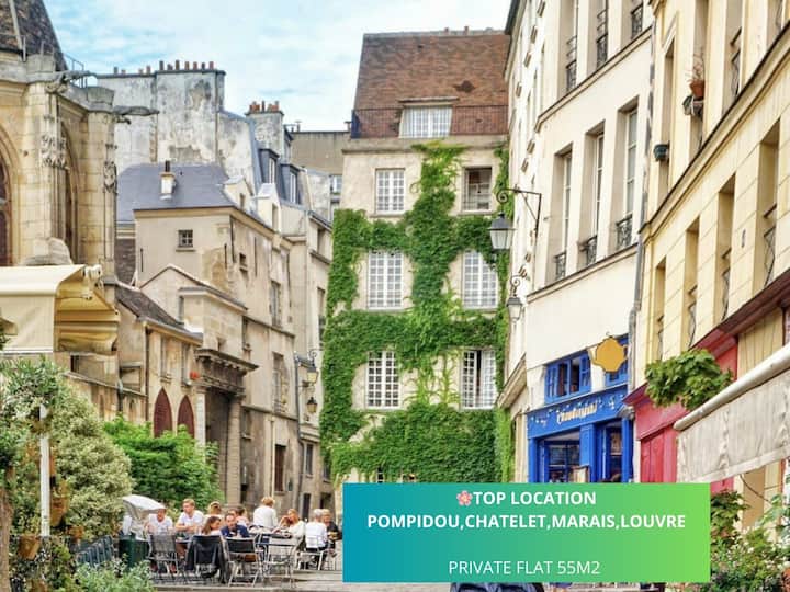 Top Center@private 1br 55m2@louvre,marais/chatelet - Paris