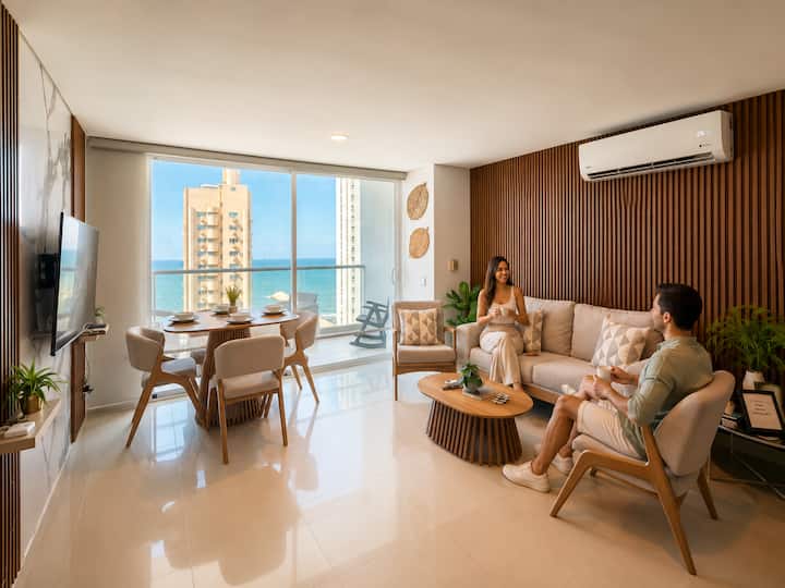 Beach 3br W/ocean View Pool Fast Wifi 5 Min Airp. - Cartagena