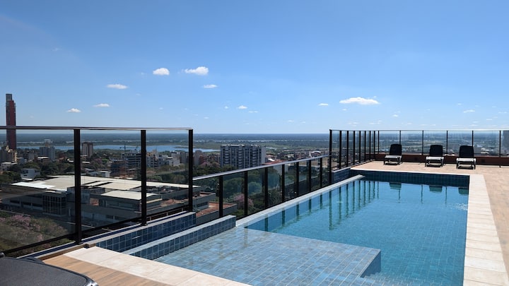 Well-equipped 1-bedroom Apt With Parking And Pool - Paraguay
