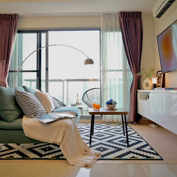 5min Metro | Kingbed | Kitchen Full | Netflix Wifi - Bangkok