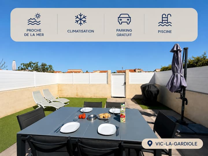 Côté Sud  Piscine, Bbq Et Clim - Vic-la-Gardiole