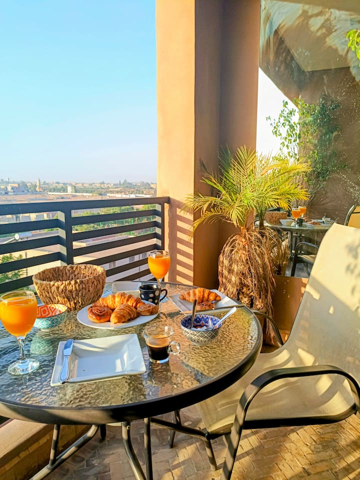 Rooftop Piscine Panoramique 1ch Centre Ville Wifi - Marrakech