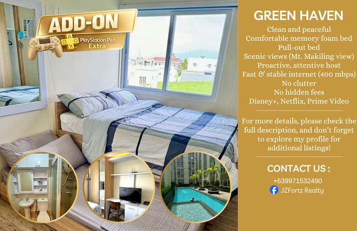 Green Haven + Pull-out Bed/400mbps/netflix/disney - Silang