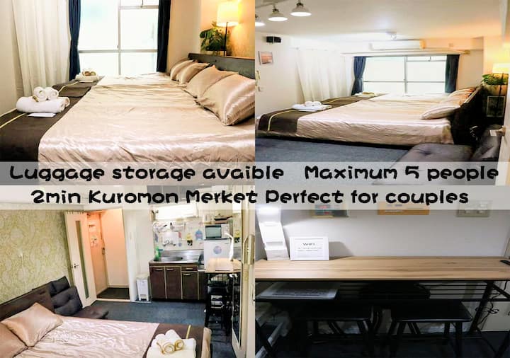 【アクセス•抜群】ユニバーサル•梅田•黑門市場•心斎橋•道頓堀•難波•日本橋「25ｍ²」最大5人部屋 - Osaka