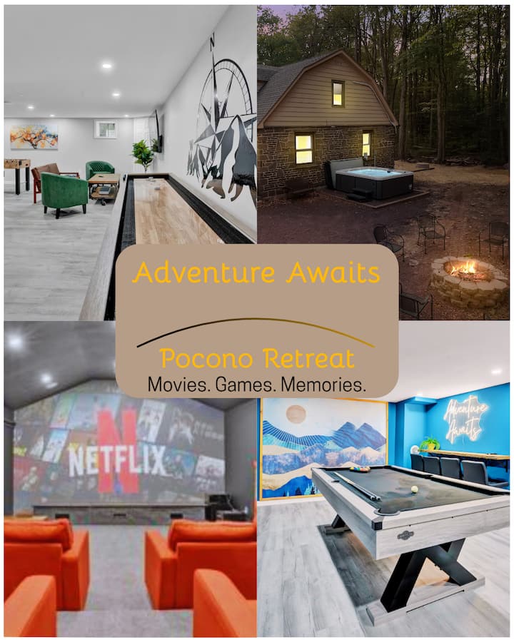 Reno 5br! Hugetheater, Hottub, Game Rm, King Beds - Pocono Pines, PA