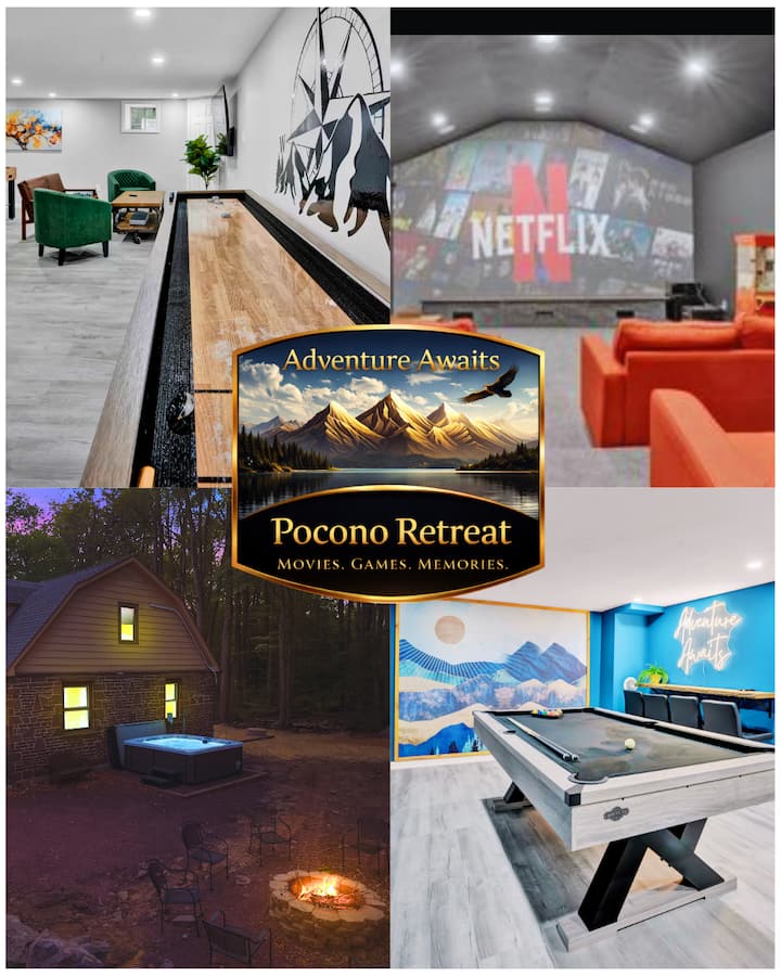 Reno 5br! Hugetheater, Hottub, Game Rm, King Beds - Pocono Lake, PA
