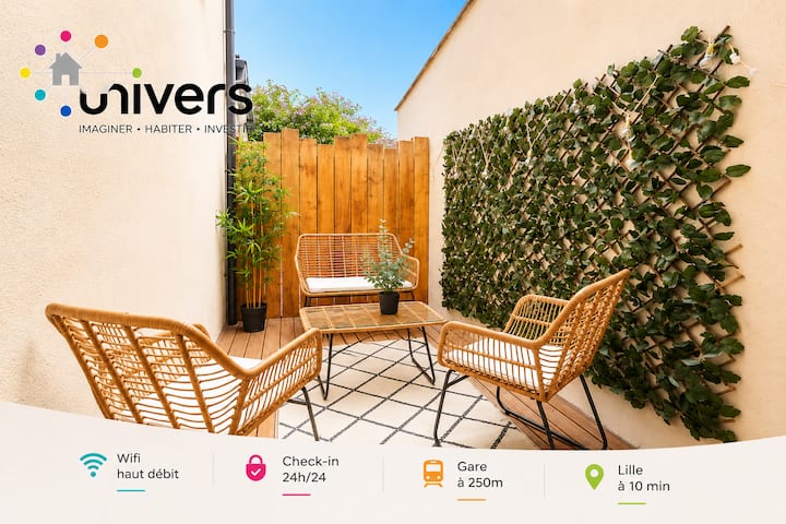 Studio Univers Avec Terrasse Privée, à 2' De Lille - Croix