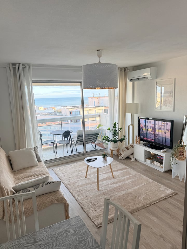 Studio Moderne Vue Mer, Dernier éTage + Fibre - Carnon