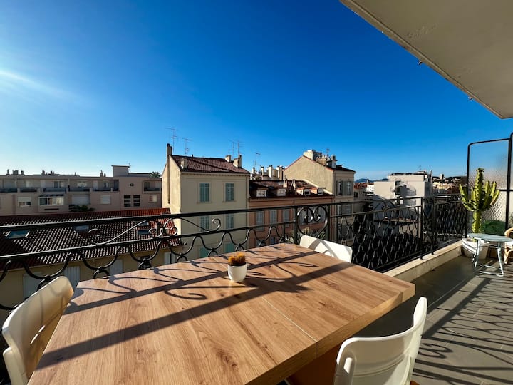 Cannes Centre, Terrasse Sud, 2chambres, Parking - Cannes